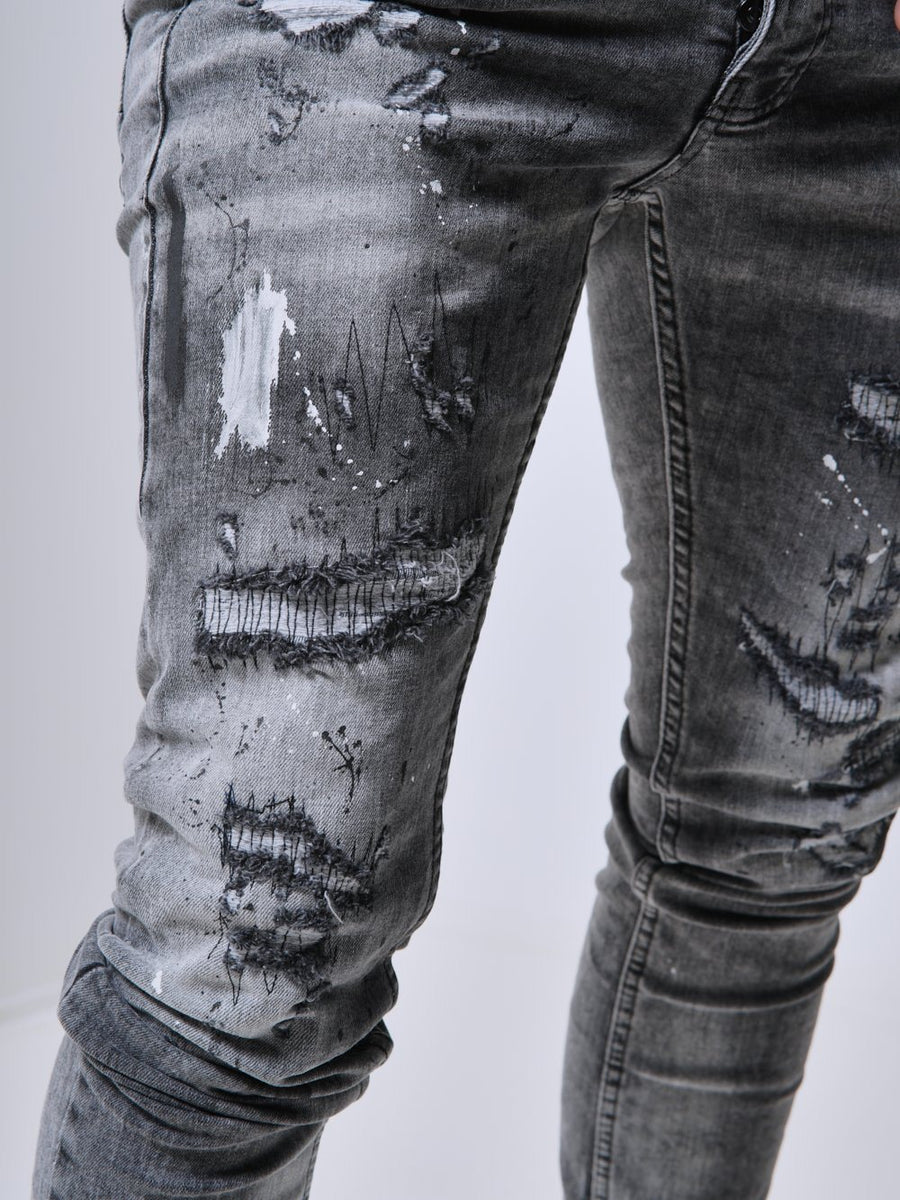 Ripped Jeans Grey - Brooklyn | Streetwear jeans for men