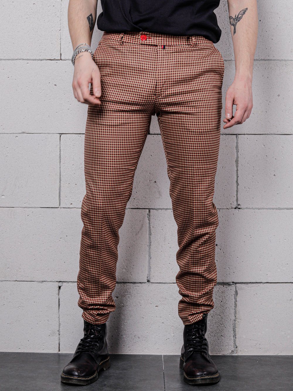 Checkered High Waisted Pants - Java Chip | Streetwear pants for men